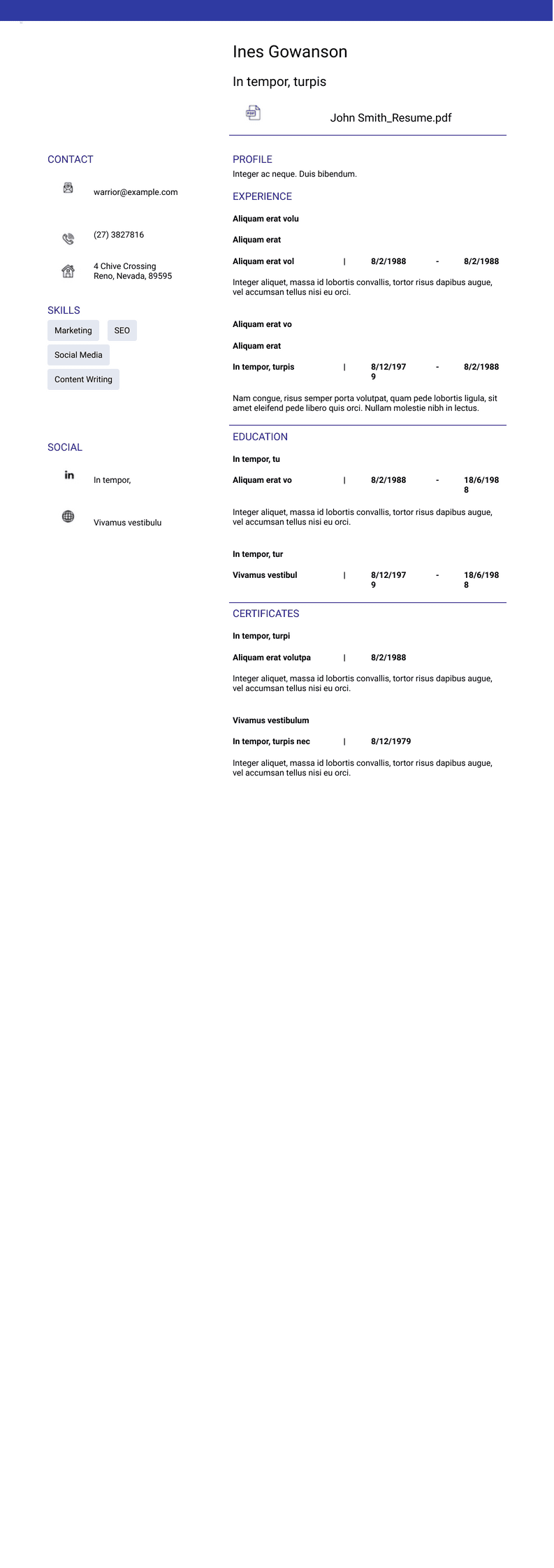 Professional Resume Template - PDF Templates | Jotform