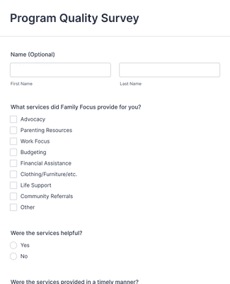 Program Quality Survey Form Template | Jotform