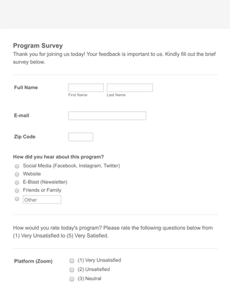 Program Survey Form Template | JotForm