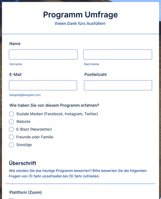 Programm Umfrage Formularvorlage | Jotform