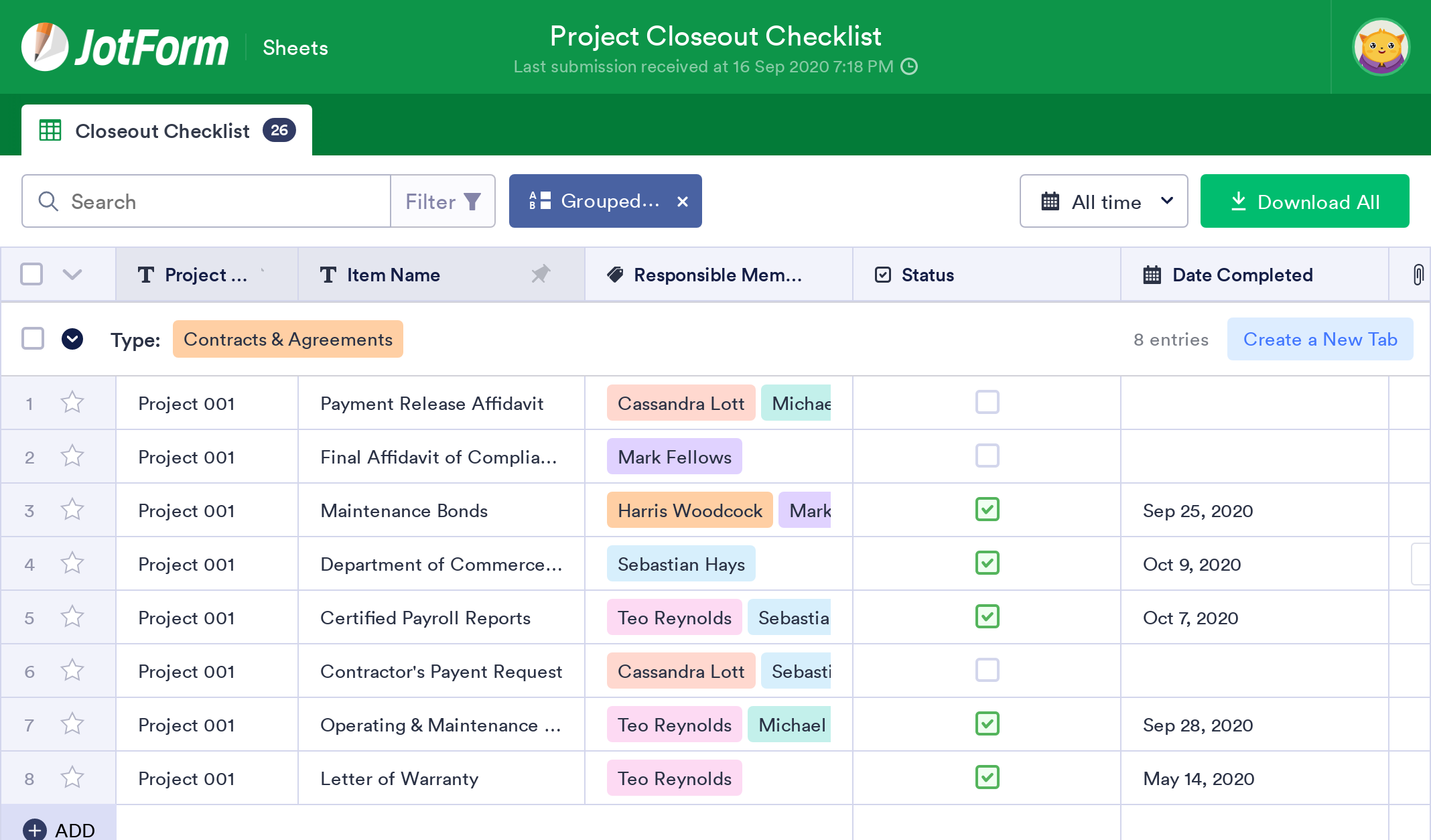 Project Closeout Checklist Template JotForm Tables