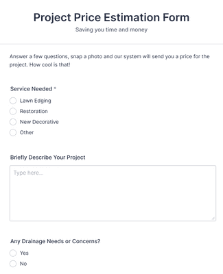 Project Price Estimation Form Template | Jotform