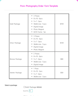 Photo Shoot Order Form Template | Jotform
