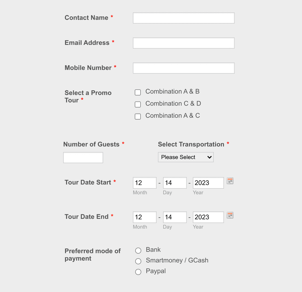 Promotional Tour Reservation Form Template | Jotform