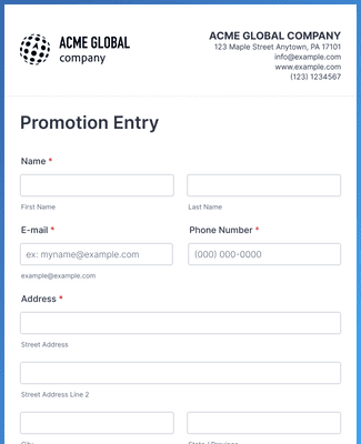 Promotion Entry Form Template | Jotform