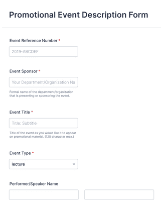 Promotional Event Description Form Template | Jotform