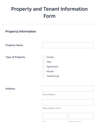 Property and Tenant Information Form Template | Jotform