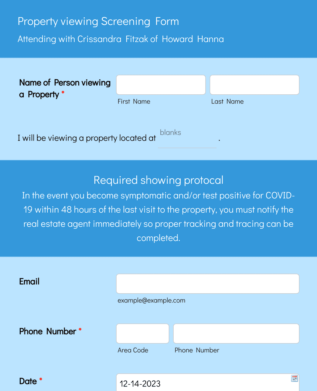 Property viewing Screening Form Template | Jotform
