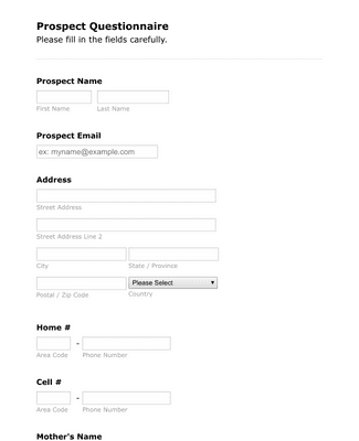Prospect Questionnaire Form Template | Jotform