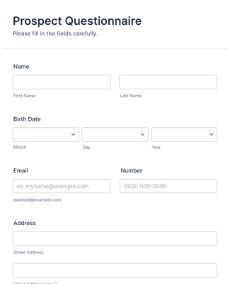 Prospect Questionnaire Form Template | Jotform