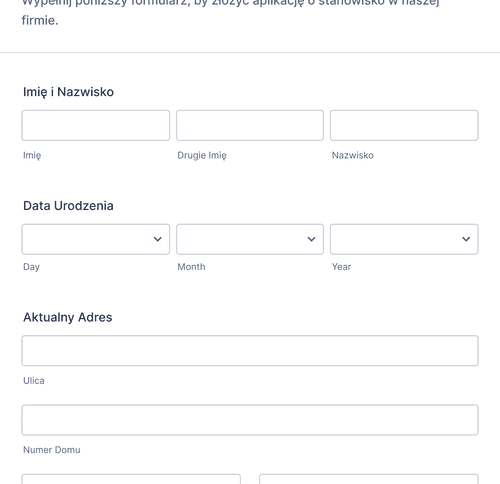 Prosty Formularz Podania o Pracę Szablon Formularza | Jotform