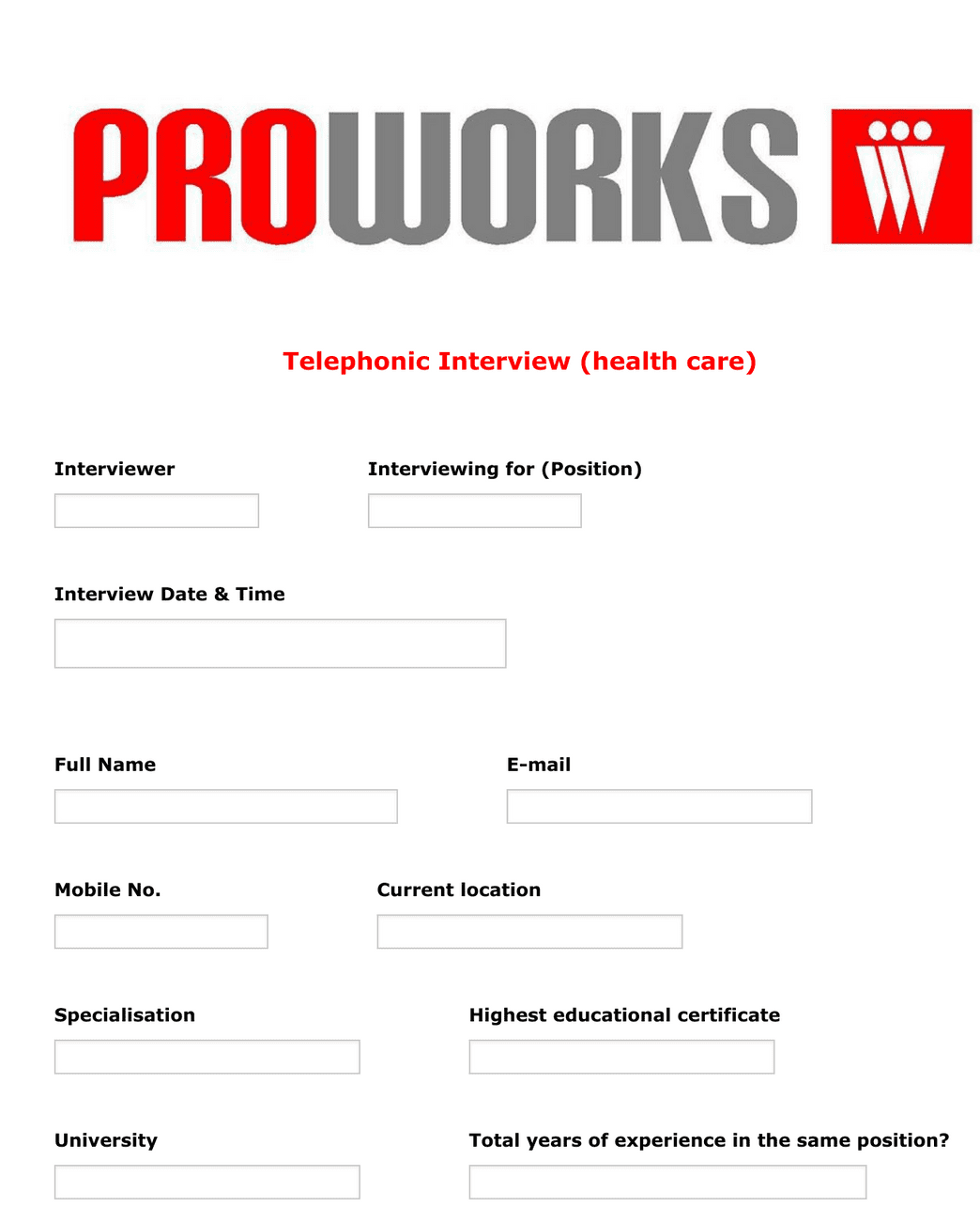 Medical Staff Telephonic Interview Form Template | Jotform