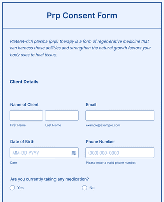 PRP Consent Form Template | Jotform