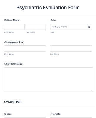 Psychiatric Evaluation Form Template | Jotform