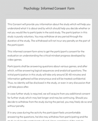 Psychology Informed Consent Form Template | Jotform