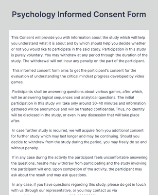 Psychology Informed Consent Form Template | Jotform