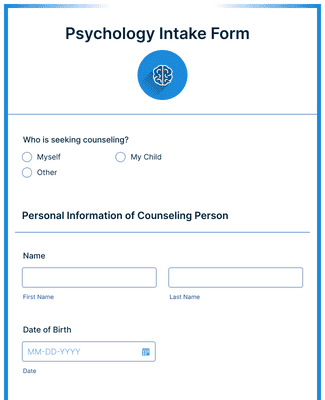 Psychology Intake Form Template | Jotform