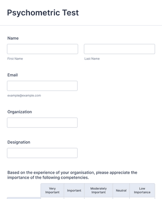 Psychometric Test Form Template | Jotform
