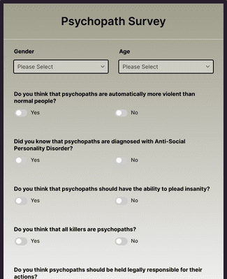 Psychopath Survey Form Template | Jotform