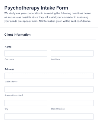 Psychotherapy Intake Form Template | Jotform