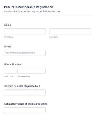 Pottsboro PTO Membership Registration Template Form Template | Jotform