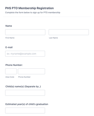 Pottsboro PTO Membership Registration Template Form Template | Jotform