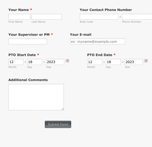 PTO Request Form Template | Jotform