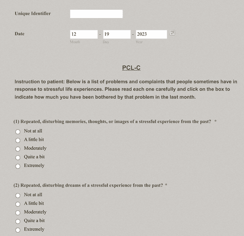 PTSD CheckList – Civilian Version (PCL-C) Form Template | Jotform