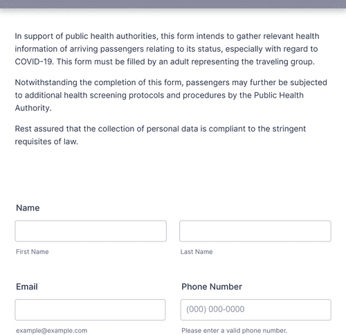 Public Health Travel Declaration Form Template | Jotform
