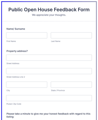 Public Open House Feedback Form Template | Jotform