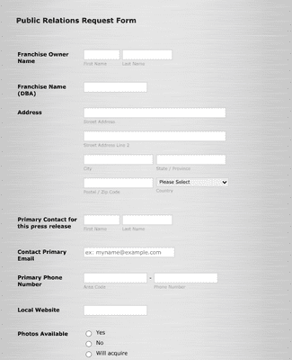 Public Relations Request Form Template | Jotform