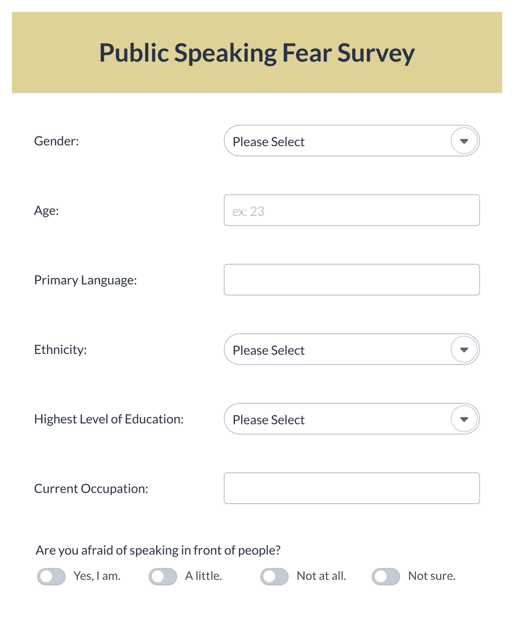 Public Speaking Fear Survey Form Template | Jotform