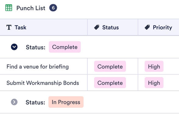Punch List Template | JotForm Tables