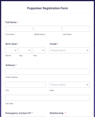 Puppeteer Registration Form Template | Jotform