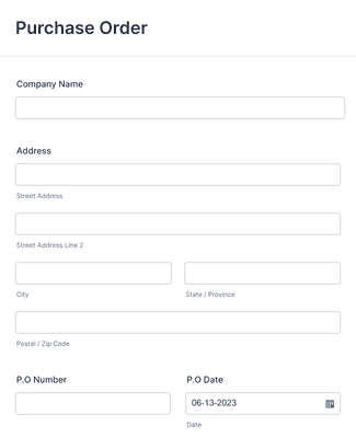 Blank Purchase Order Form Template
