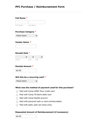Purchase & Reimbursement Form Template | Jotform