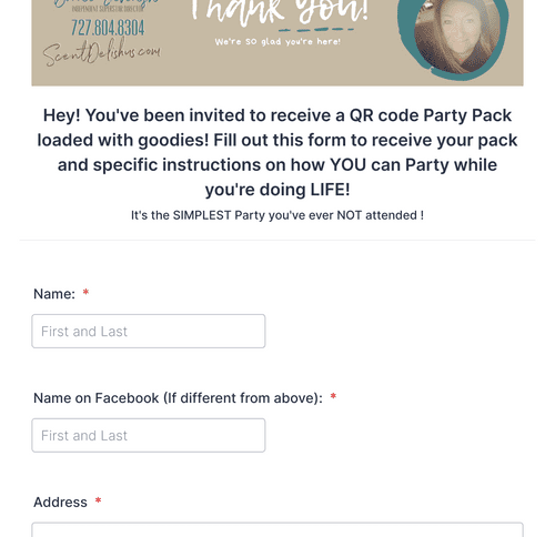 QR Code Party Packs Form Template | Jotform