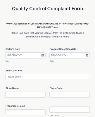 Quality Control Complaint Form Template | Jotform