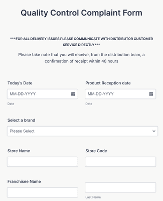 Quality Control Complaint Form Template | Jotform
