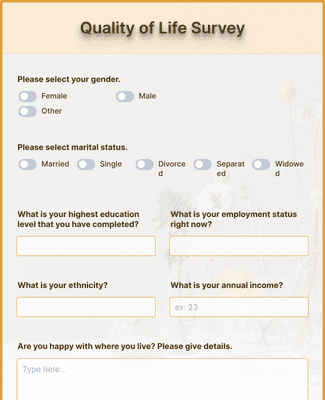 Quality of Life Survey Form Template | Jotform