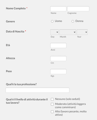 Questionario Consulenza Personal Training Template Modulo | Jotform