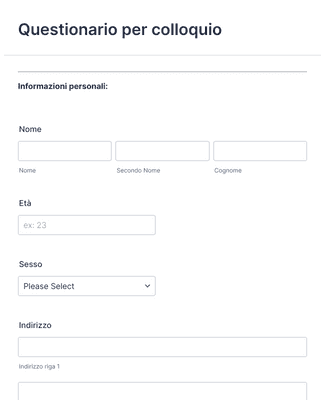 Questionario online per colloquio Template Modulo | Jotform