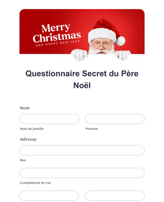 Questionnaire Secret du Père Noël Modèle du formulaire | Jotform