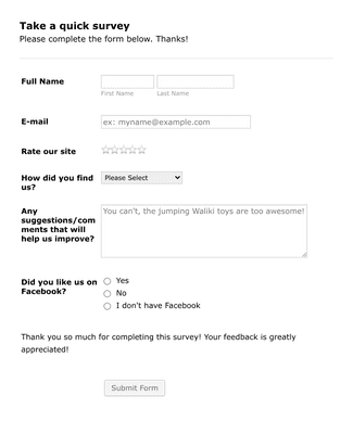 Quick Website Survey Form Template | Jotform