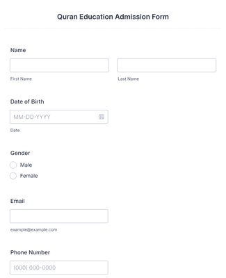 Quran Education Admission Form Template | Jotform