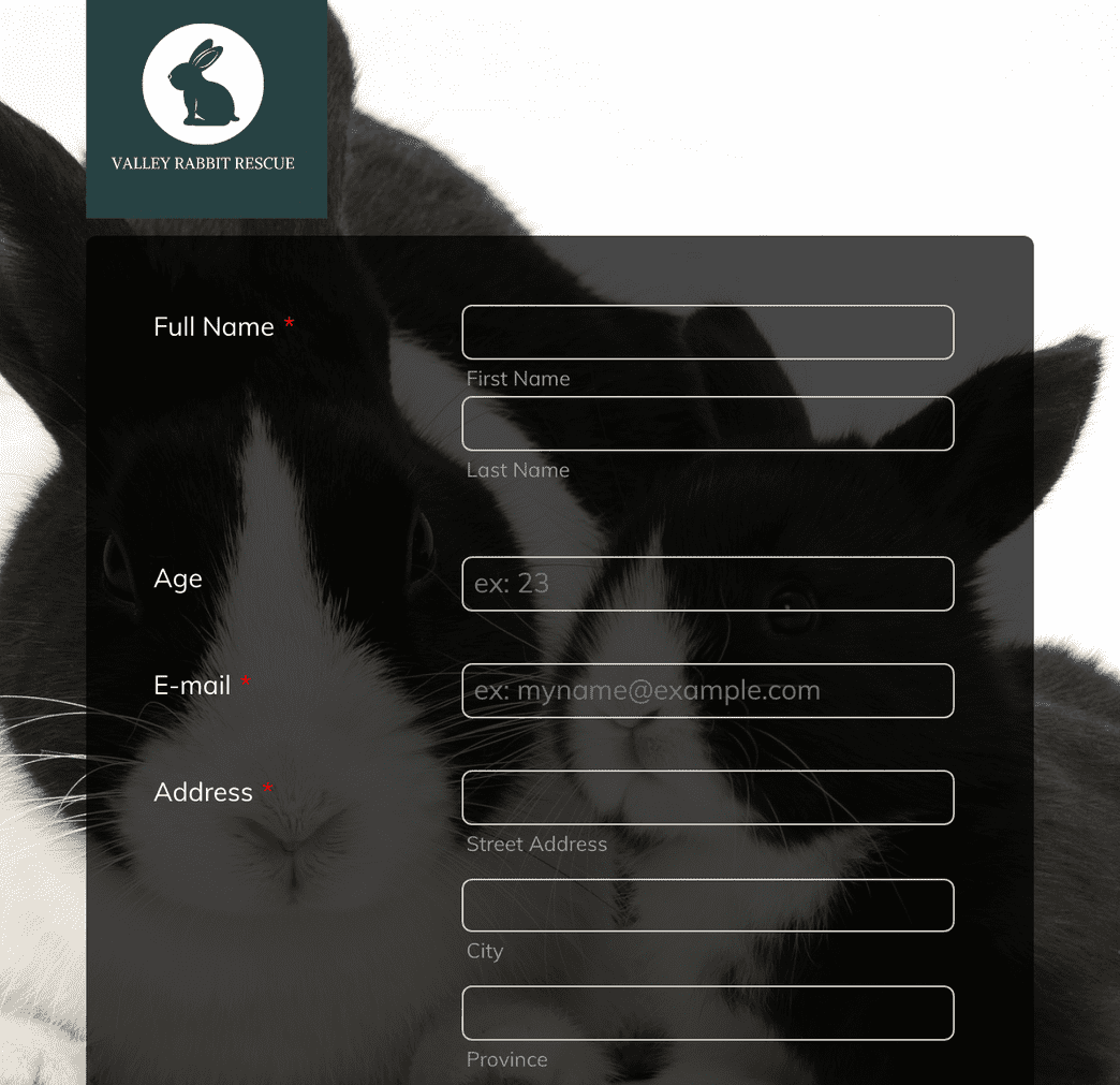 Rabbit Adoption Application Form Template | Jotform