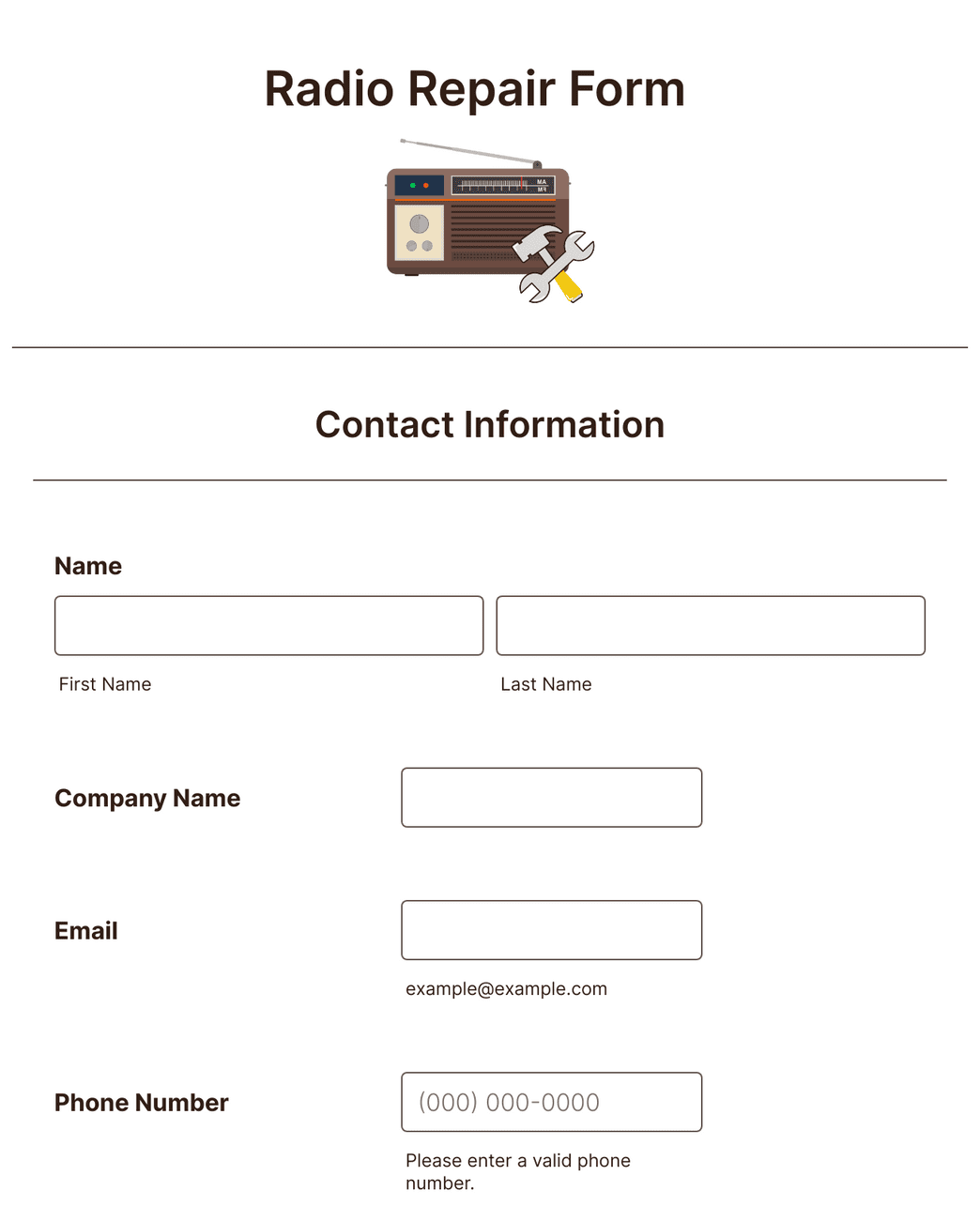 Radio Repair Form Template | Jotform