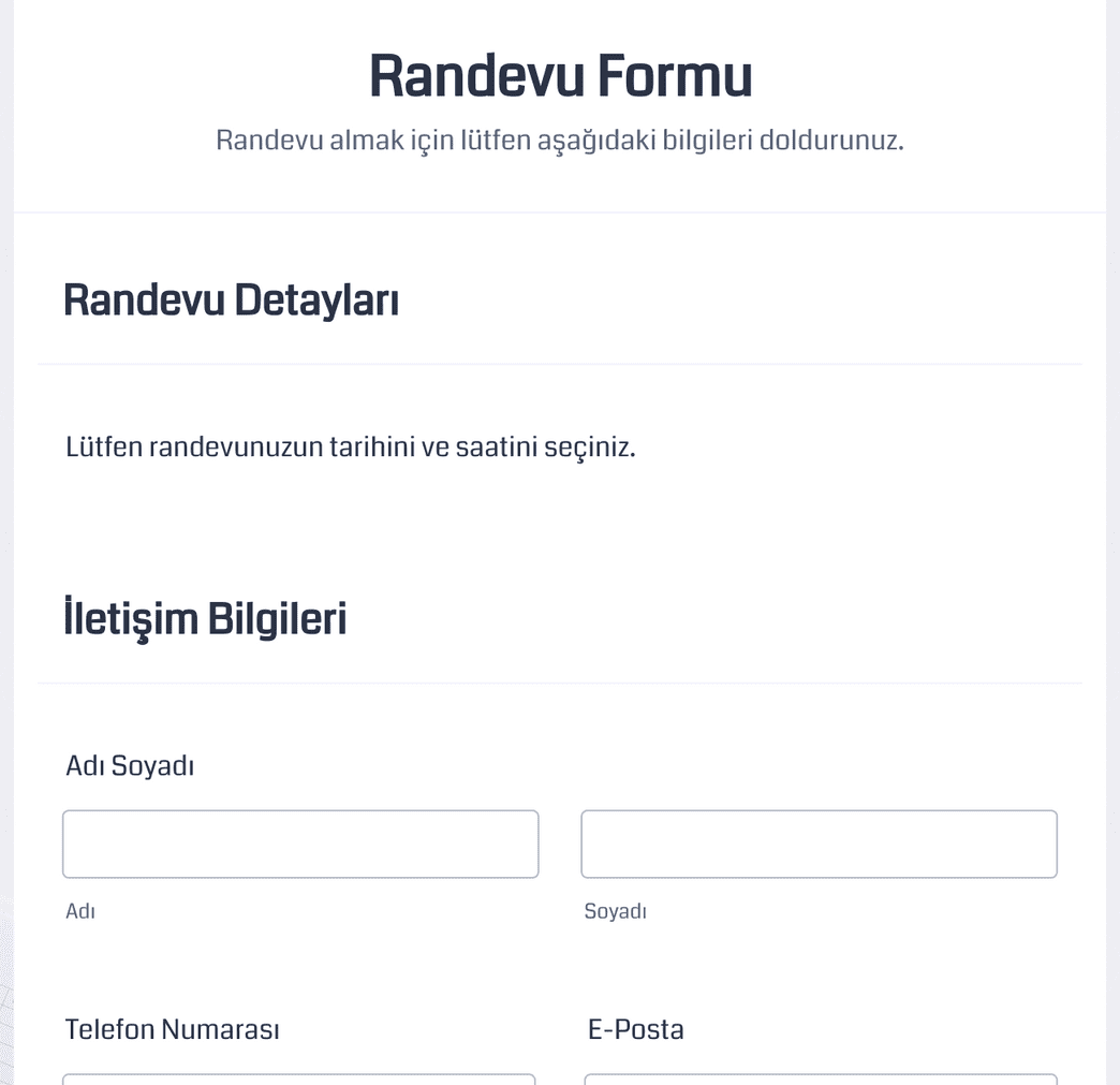 Randevu Form Şablonu | Jotform