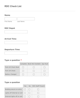 RDC Check List Form Template | Jotform
