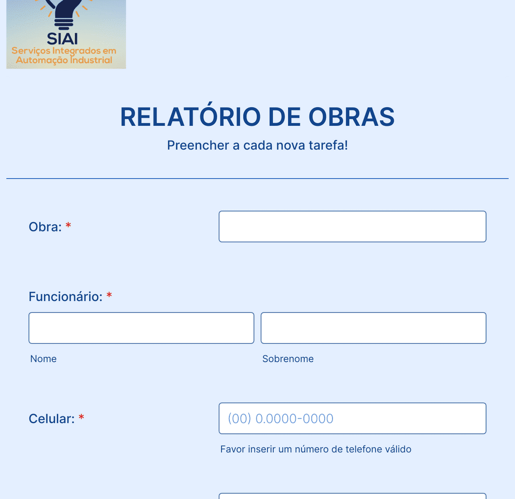 RDO Modelo de Formulário | Jotform